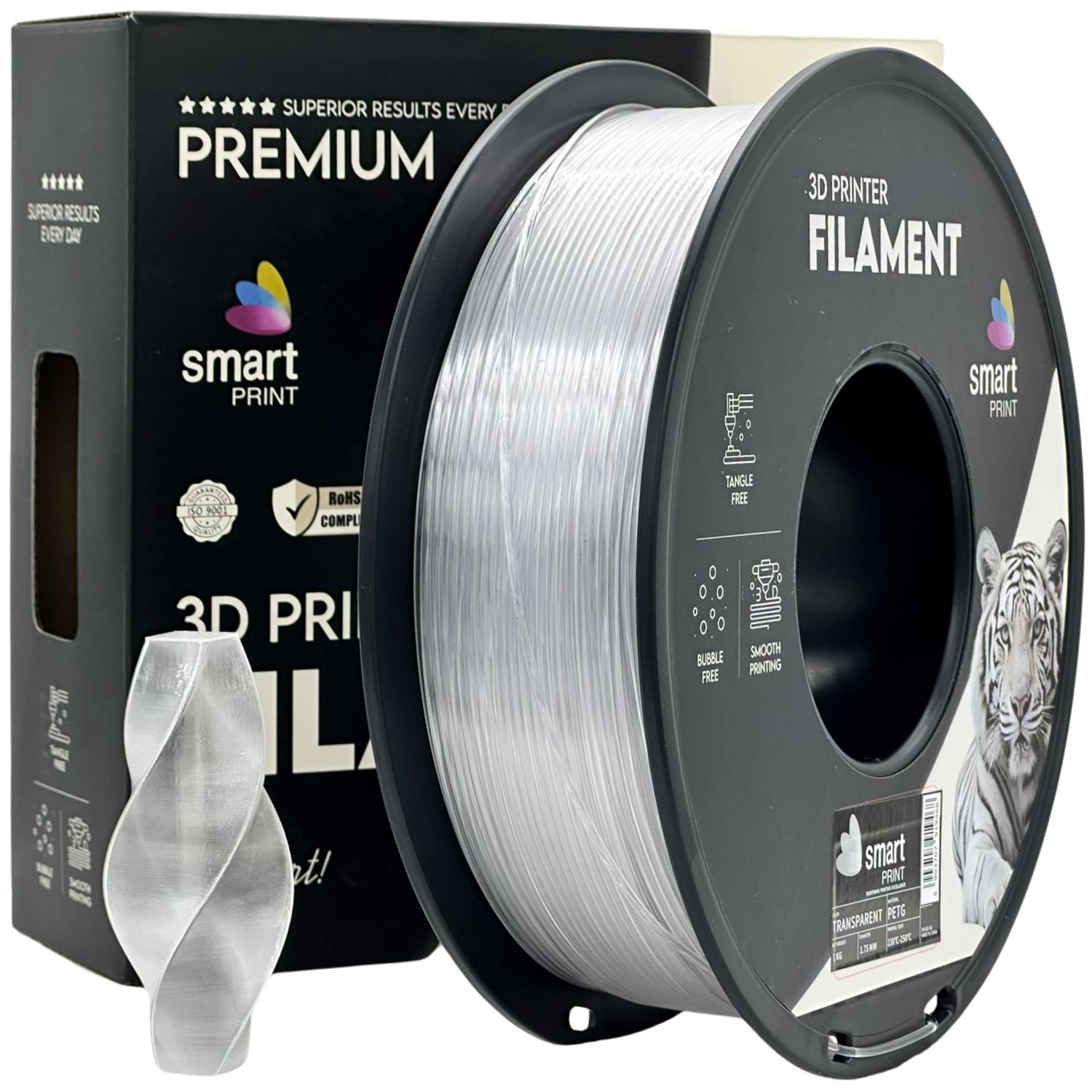 PETG transparent (skaidrus) 1,75 mm, 1 kg – Smart Print – GAMINU